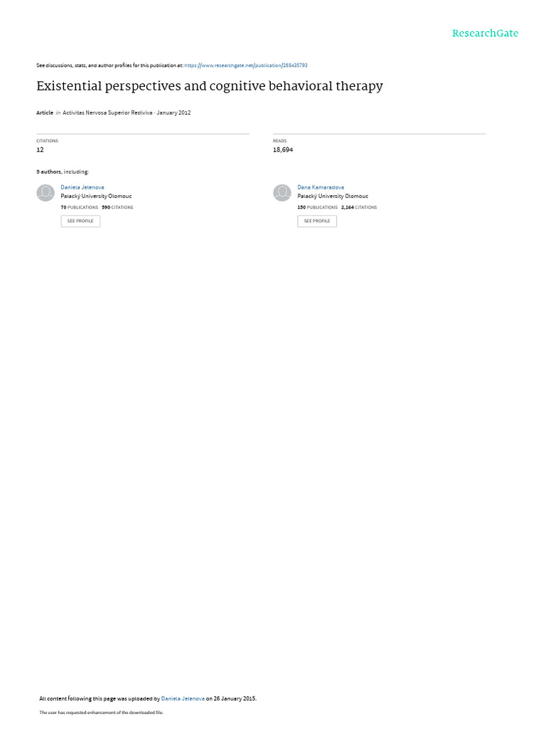 Exist | PDF | Psychotherapy | Cognitive Behavioral Therapy