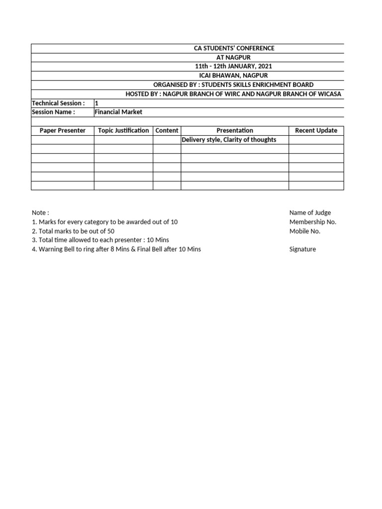 Judges Evaluation Sheet | PDF