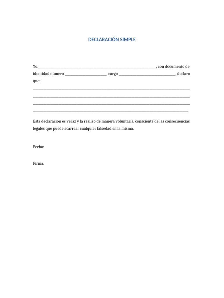 Declaracion Simple | PDF