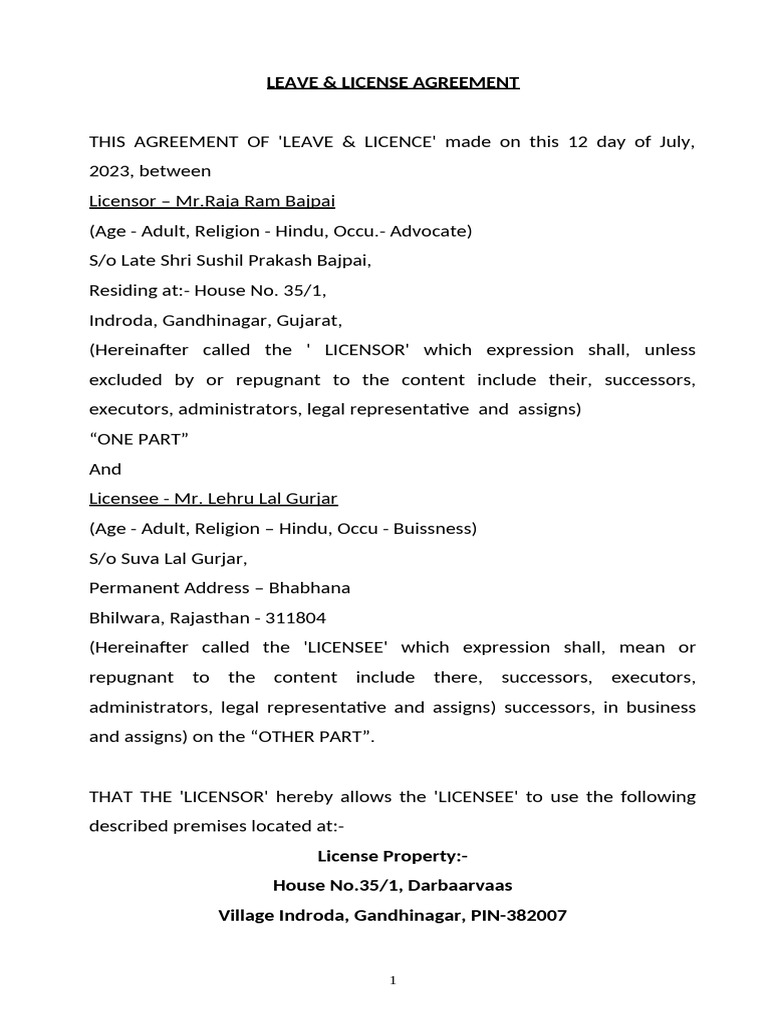 Rent Agreement - For Merge | PDF | License | Landlord