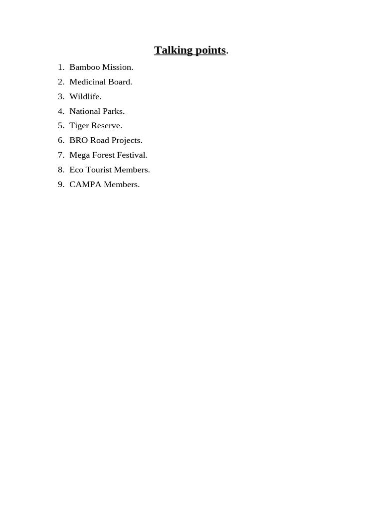 Talking Points | PDF