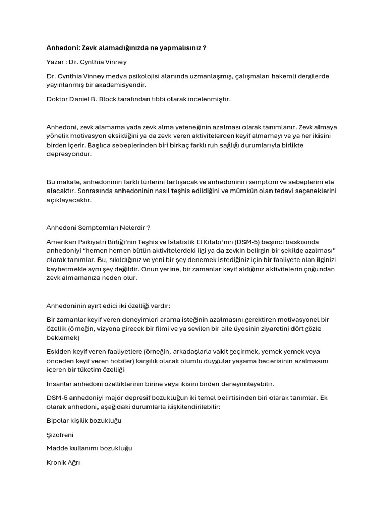 Anhedonia en TR C | PDF