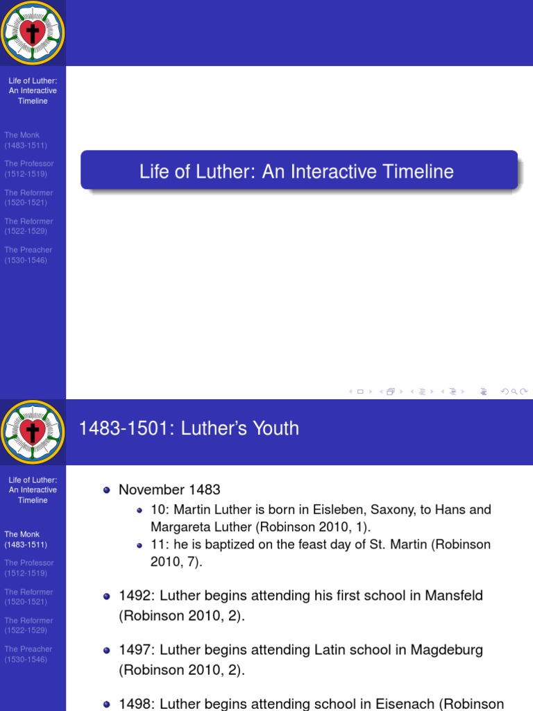 Martin Luther: Key Life Events Timeline | PDF | Martin Luther | Protestant