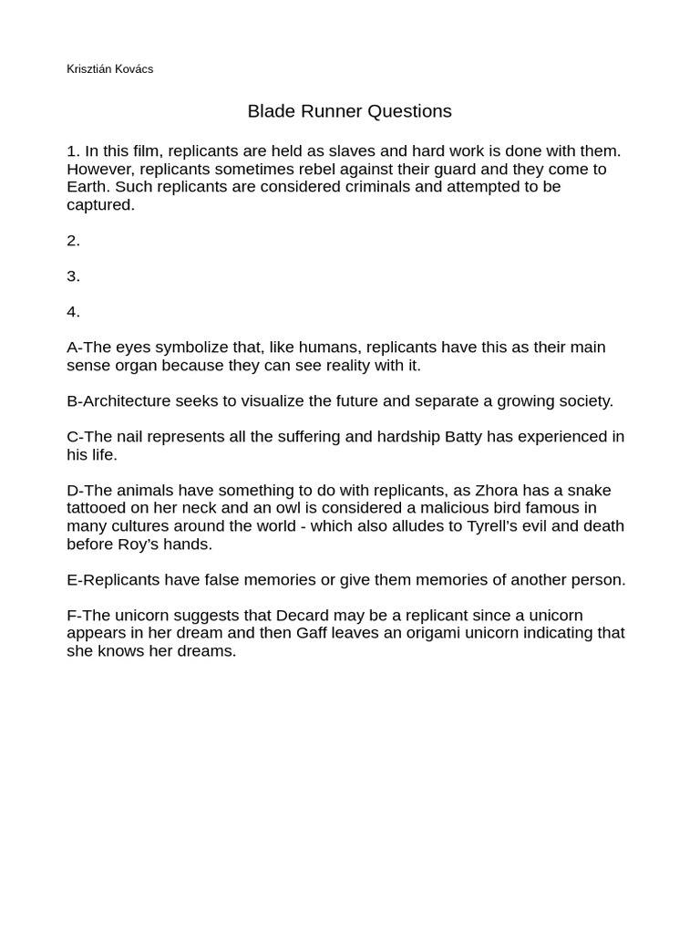 Blade Runner Replicant Themes | PDF