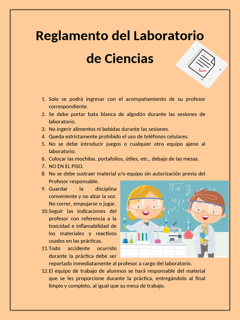 Normas de Seguridad en el Laboratorio de Ciencias | PDF