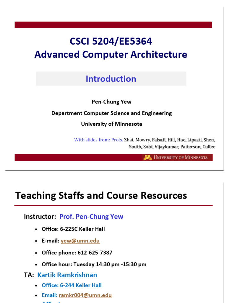 CS5204/EE5364 - Advanced Computer Architecture - Introduction | PDF | Parallel Computing ...