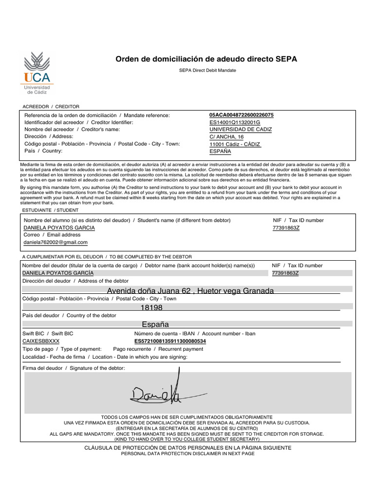 Mandato Sepa | PDF