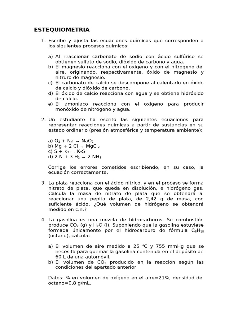 Activitats Unitat 3 RQ - 1r BAT | PDF | Amoníaco | Carbonato