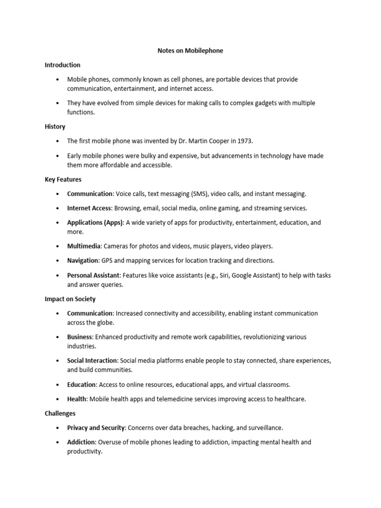 Notes on Mobilephone | PDF | Mobile Phones | Augmented Reality