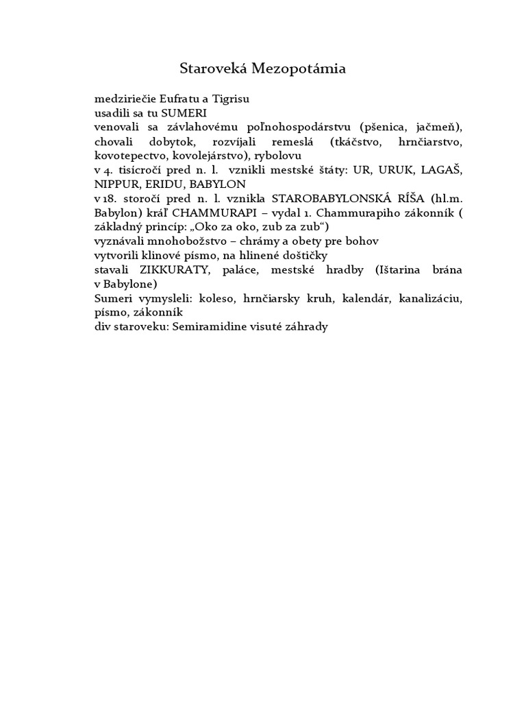 DEJ 6.A 9.11. Staroveká Mezopotámia | PDF
