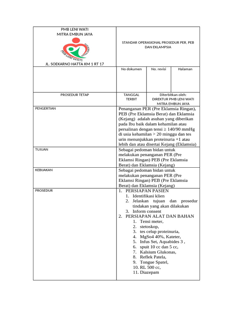 Sop Peb Dan Eklampsia | PDF