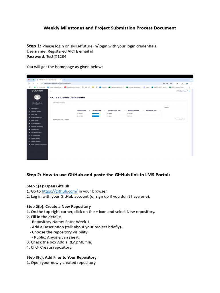 Weekly Milestones and Project Submission Process Document (1) | PDF ...