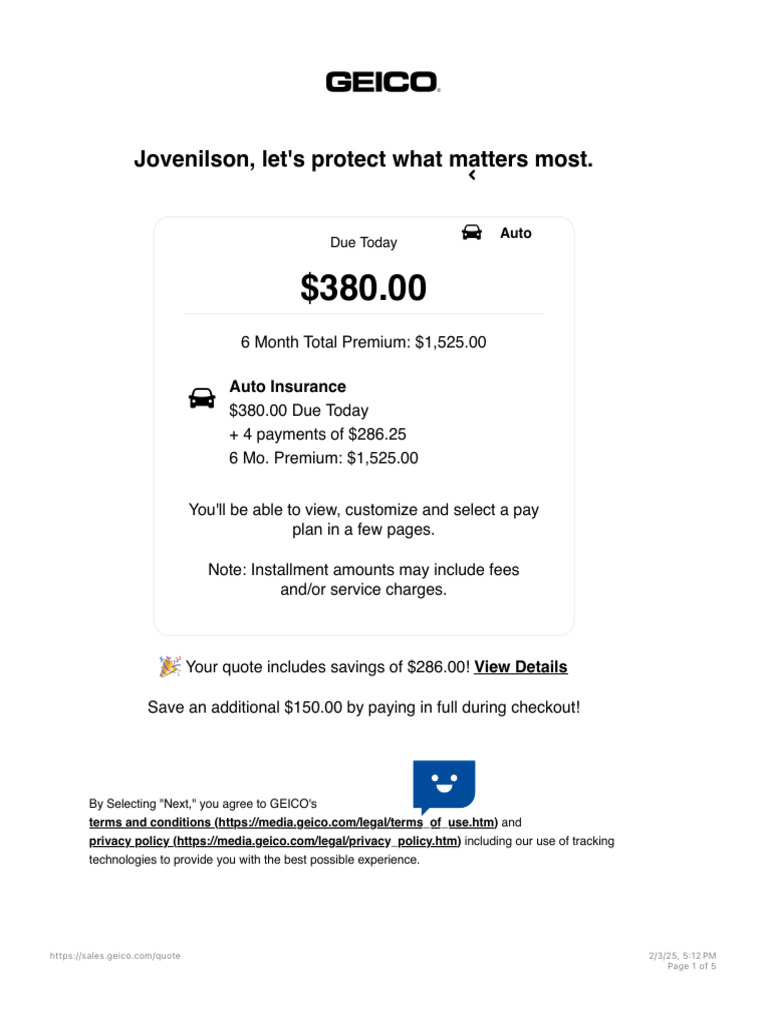 GEICO Quote | PDF | Insurance | Deductible