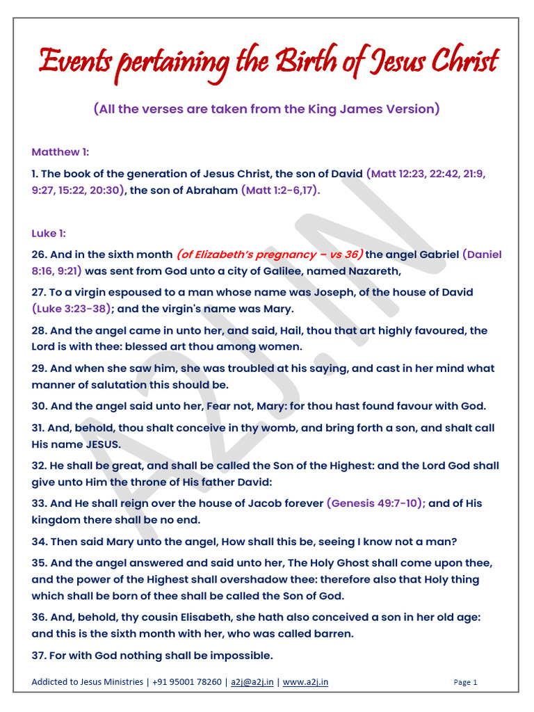 Events Concerning The Birth of Jesus Christ - Eng | PDF | Jesus | Mary ...