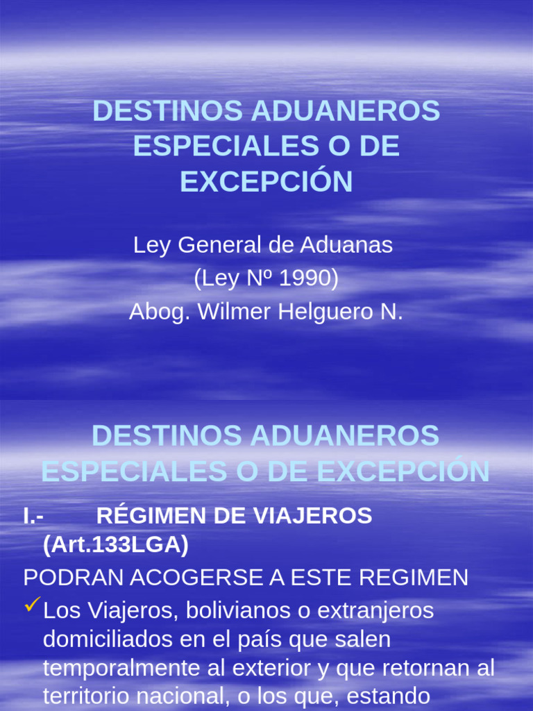 Destinos Aduaneros Especiales o de Excepción | PDF | aduana | Aeropuerto
