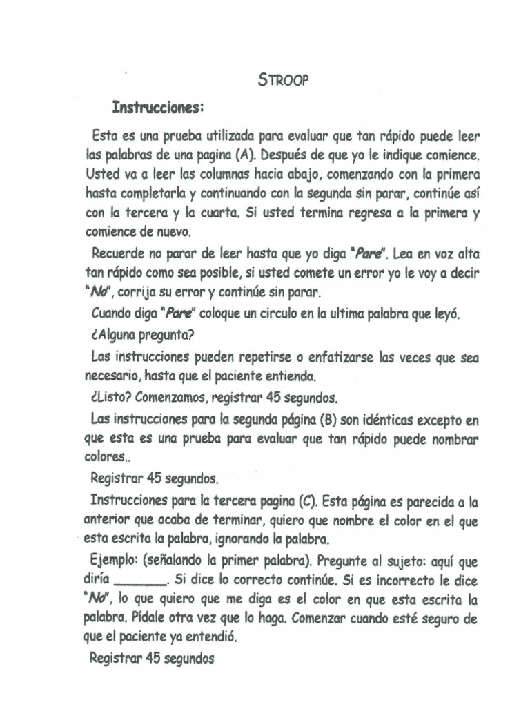 Stroop - BateriaRRR | PDF