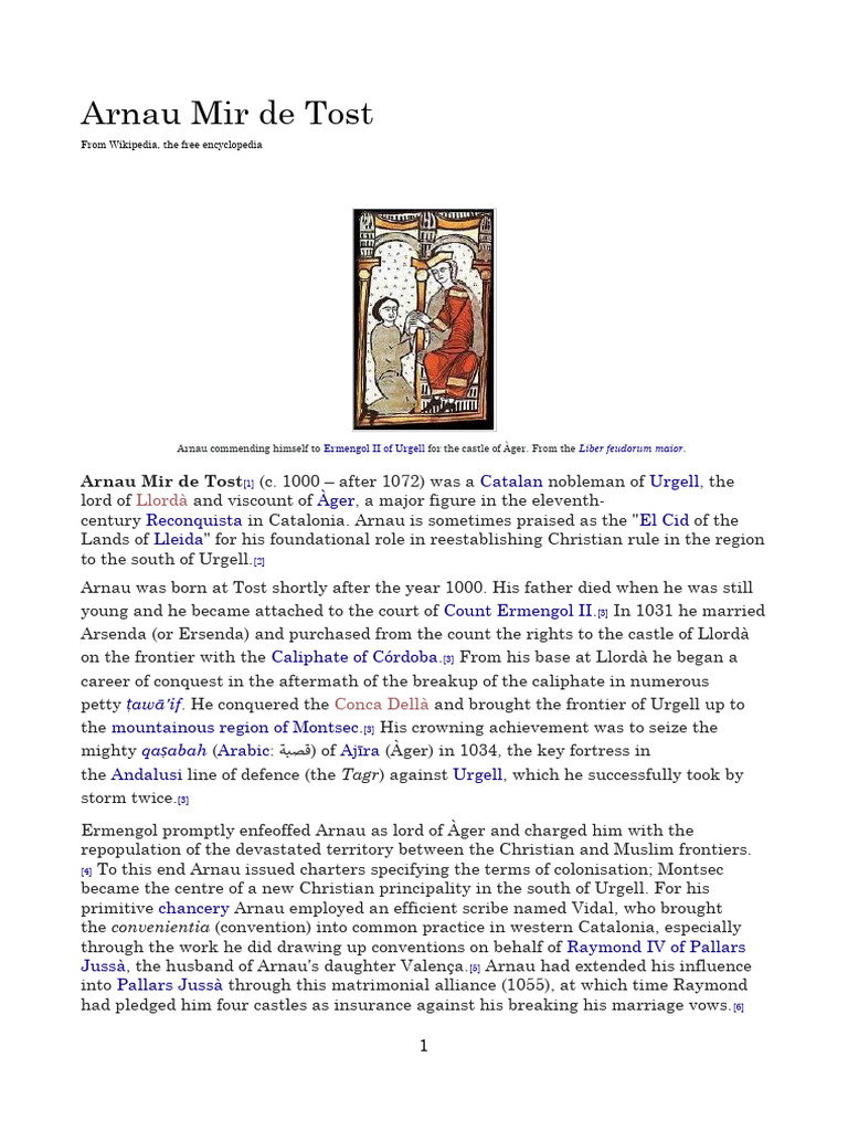 Arnau Mir de Tost - Wikipedia | PDF