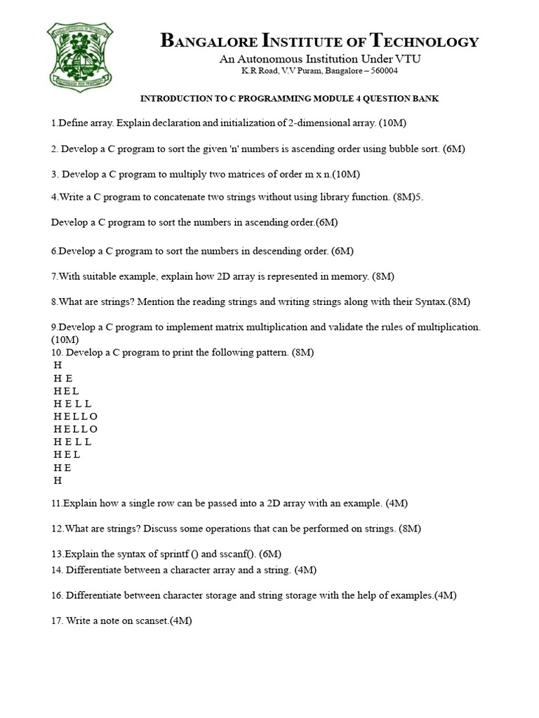 Module 4 - Question Bank | PDF