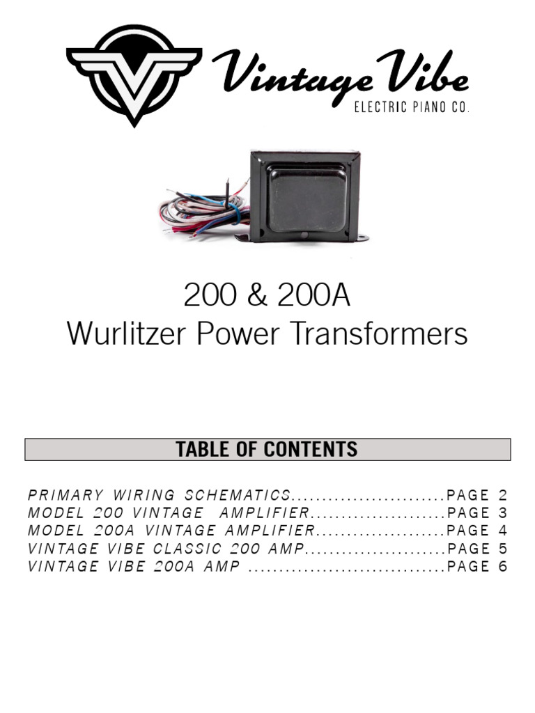 Wurlitzer 200 200A Transformer Wiring | PDF | Printed Circuit Board | Transformer