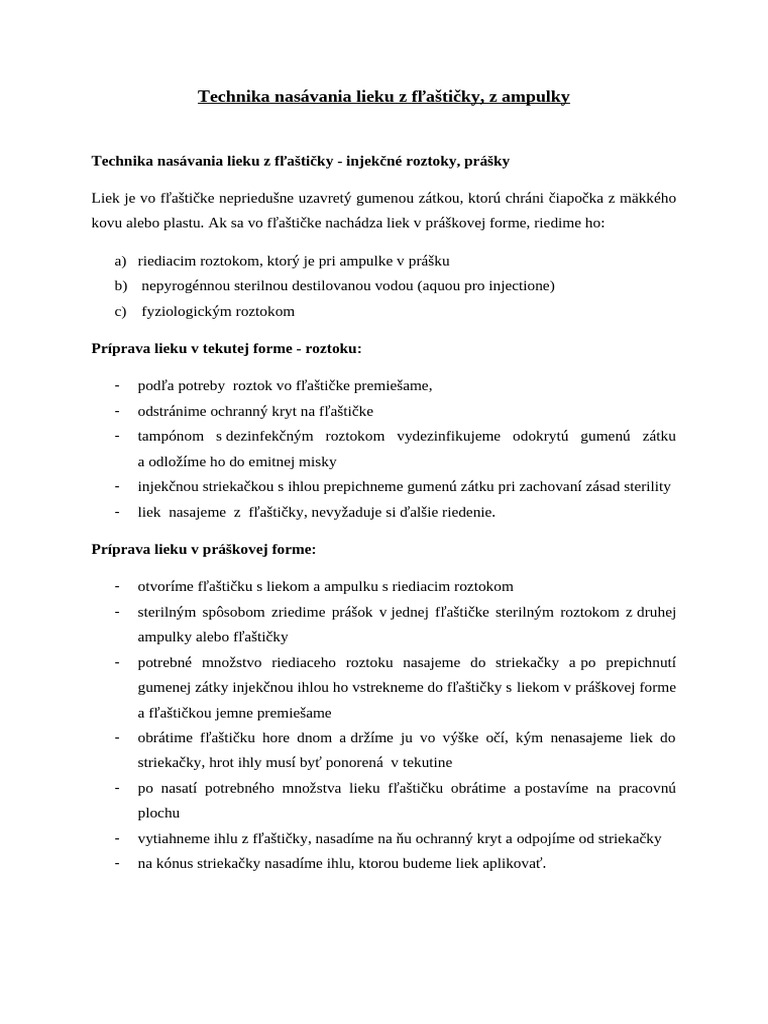 Technika Nasávania Lieku | PDF