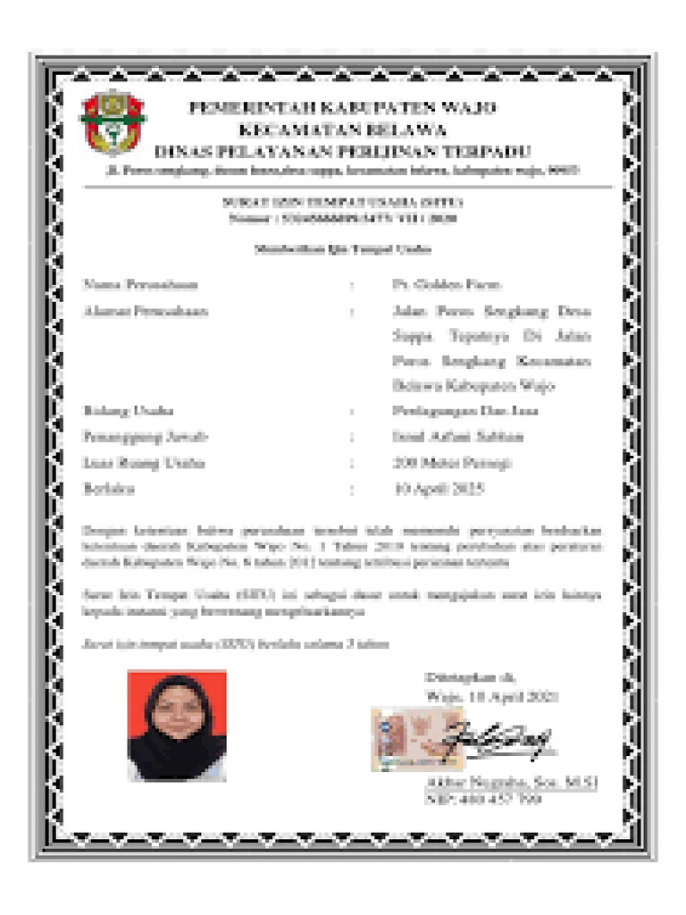 Contoh Surat Ijin Usaha | PDF