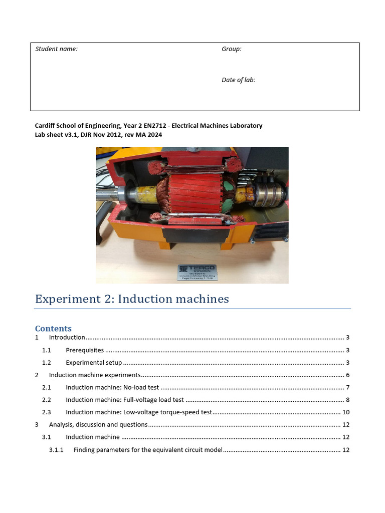 Lab 2 Induction Machines | PDF | Electric Motor | Electromagnetic Induction