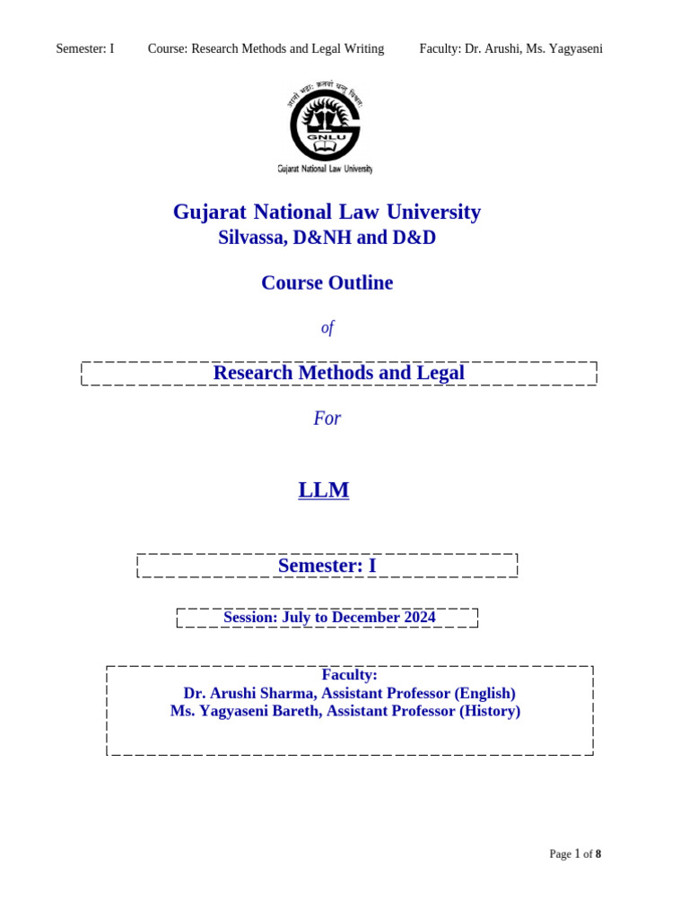 Research Methods & Legal Writing Course | PDF
