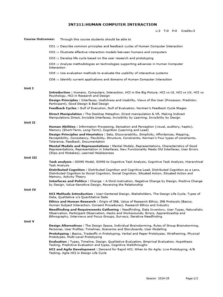Human Computer Interaction Int 211 | PDF | Human–Computer Interaction | Usability