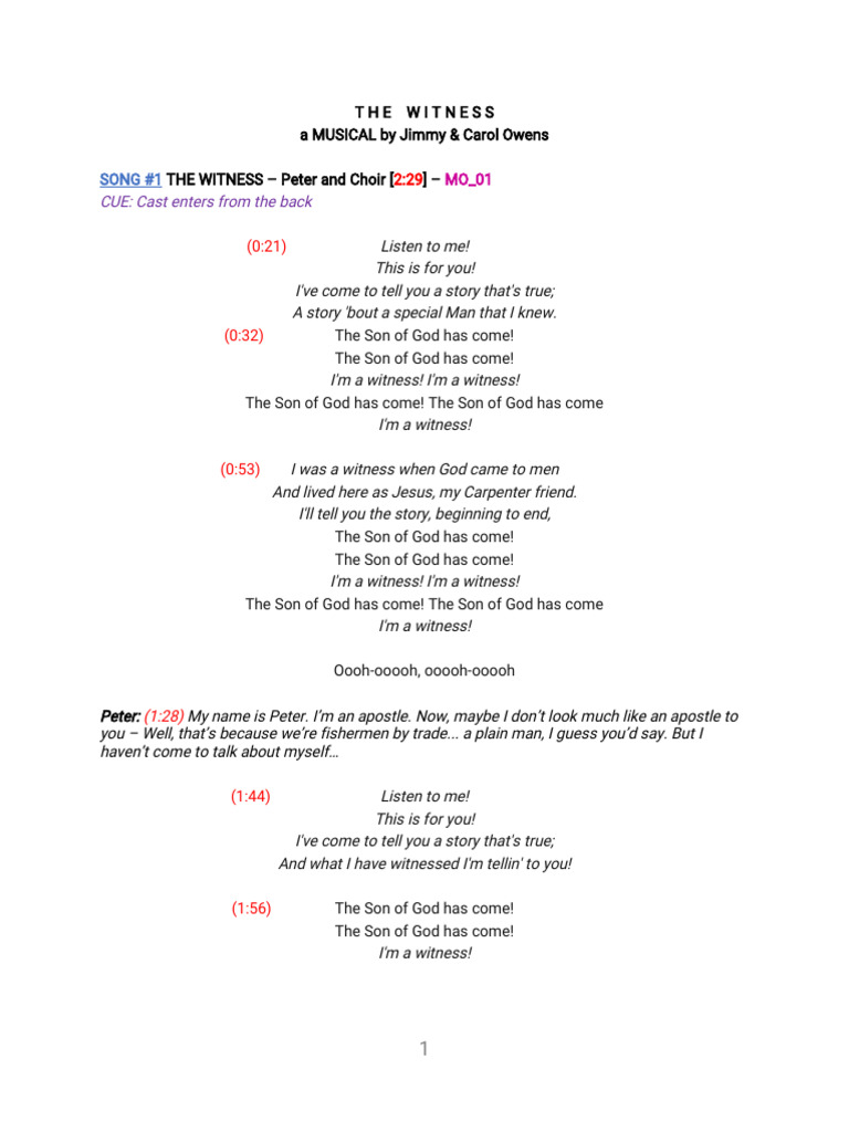 Revised The WITNESS Complete With CUES | PDF