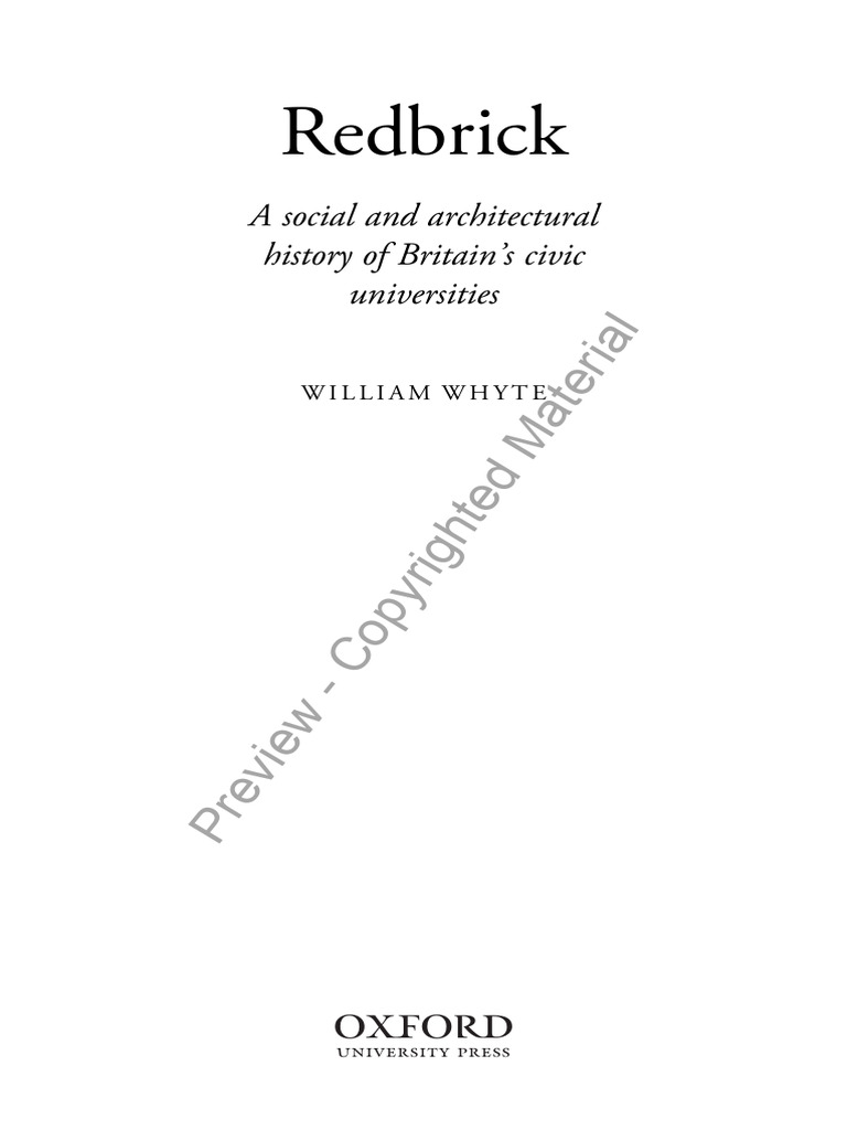 William Whyte - Redbrick A Social and Architectural History of Britain ...