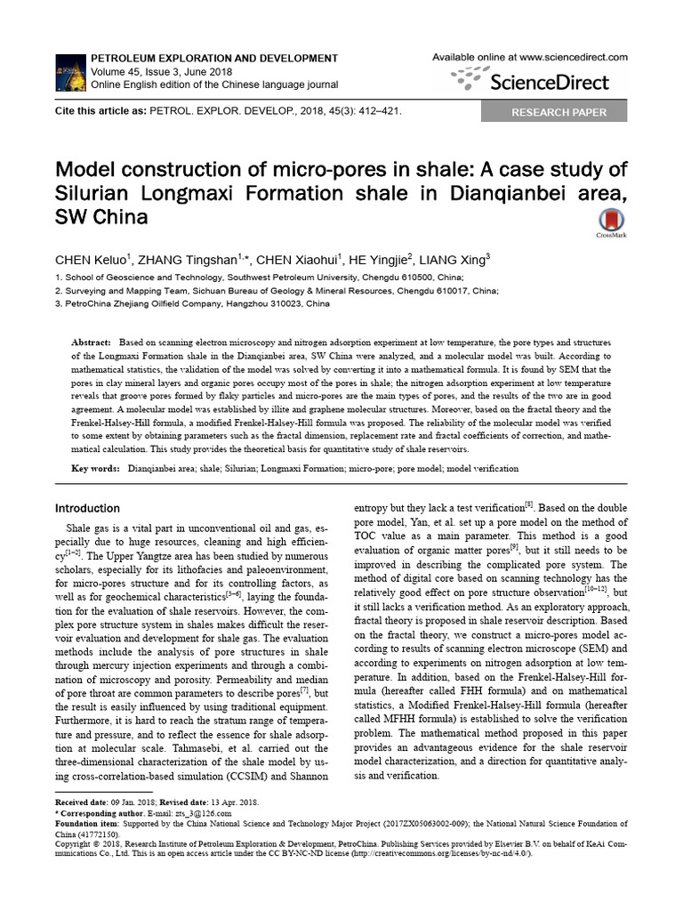 Model Construction of Micro-Pores in Shale A Case | PDF | Adsorption ...