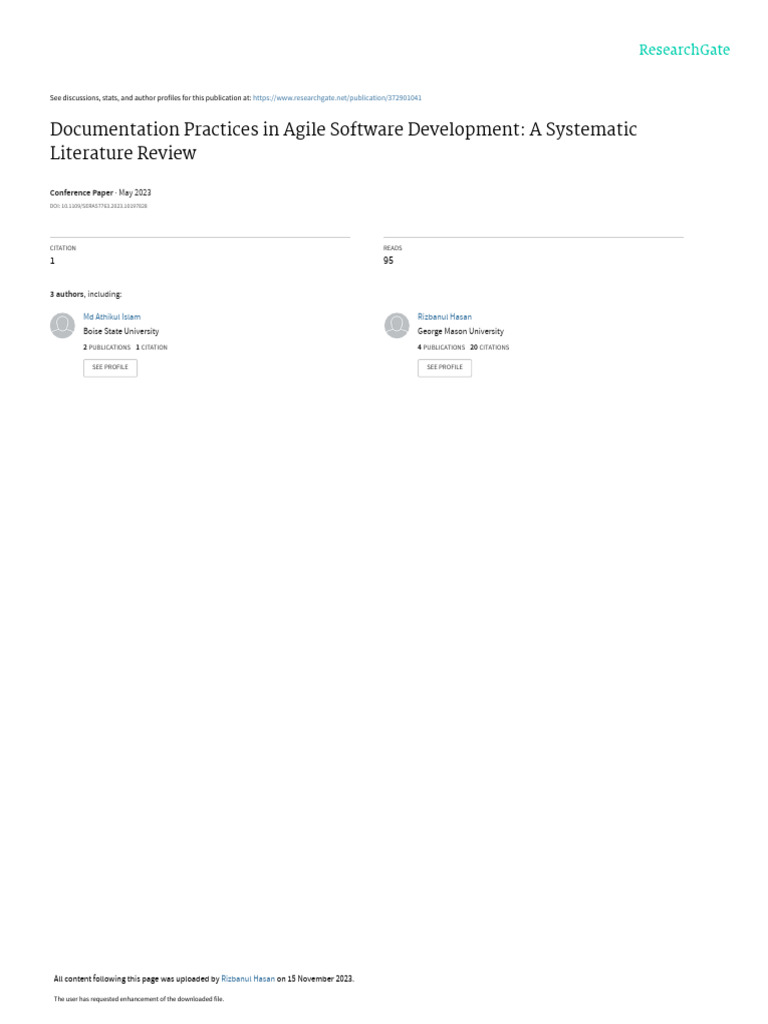 Documentation Practices In Agile Software Developm Pdf Agile Software Development Software