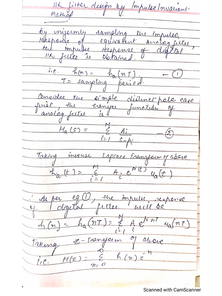 Unit-3 IIR Filter Design Using Impulse Invariant and Numerical | PDF