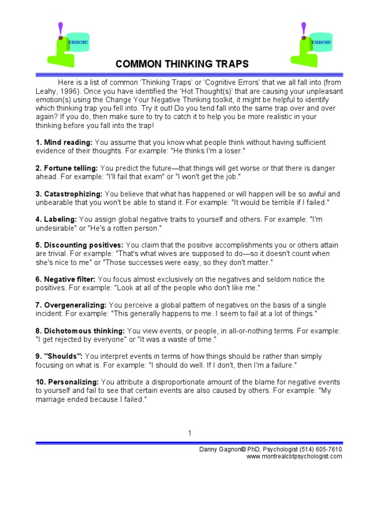 Common Thinking Traps | Thought | Social Psychology