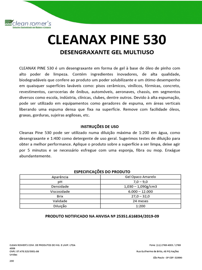 Cleanax 530 - Boletim | PDF