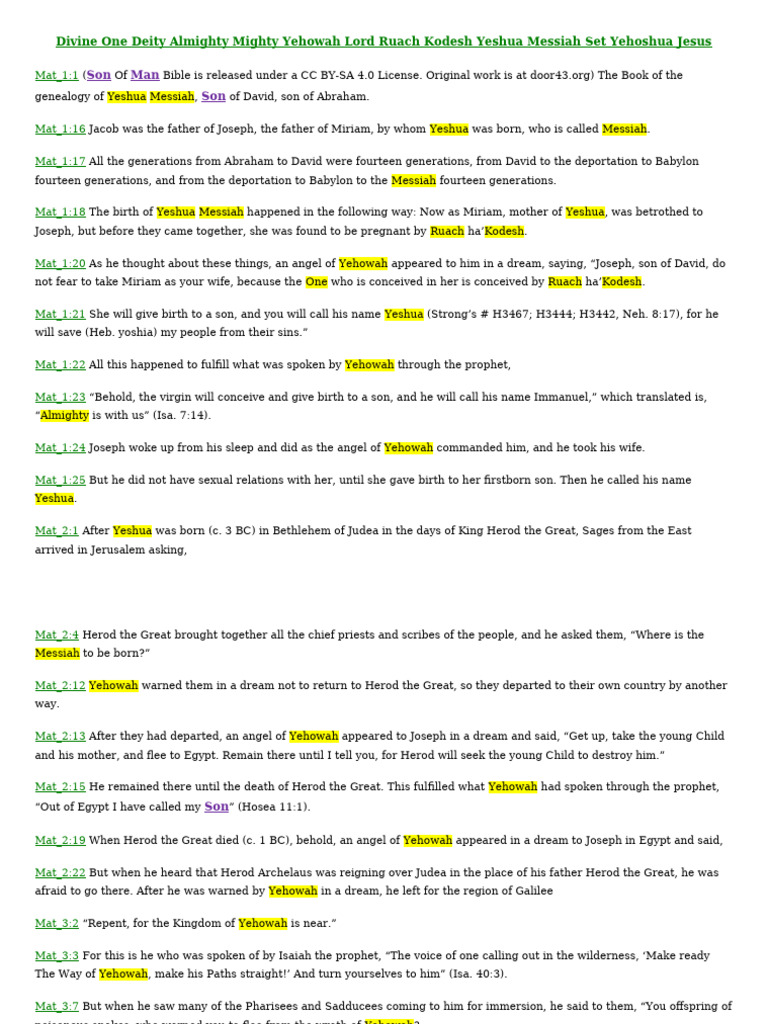 Divine One Deity Almighty Mighty Yehowah Lord Ruach Kodesh Yeshua ...