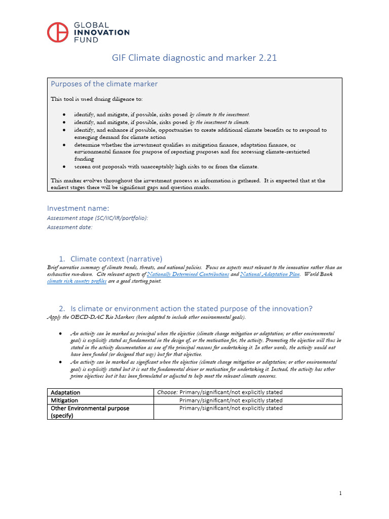 Climate Diagnostic and Marker GIF 1 | PDF | Climate Change Mitigation | Risk