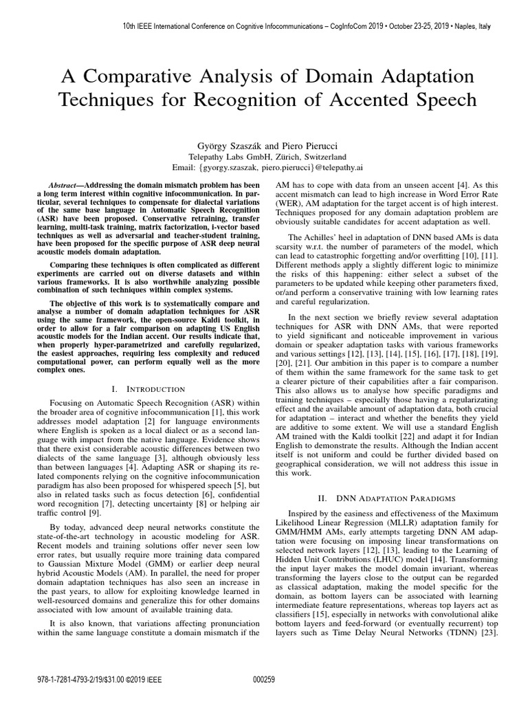 A Comparative Analysis of Domain Adaptation Techniques for Recognition ... A Comparative Analysis of Domain Adaptation Techniques for Recognition ...