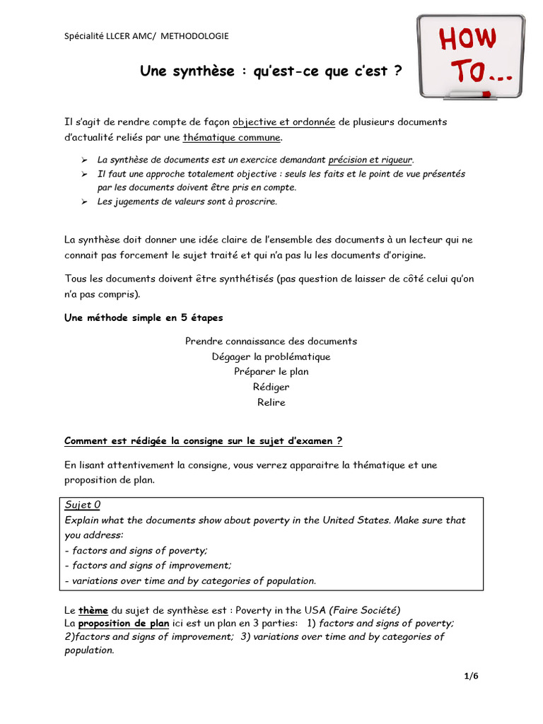 Méthode de synthèse en LLCER AMC | PDF
