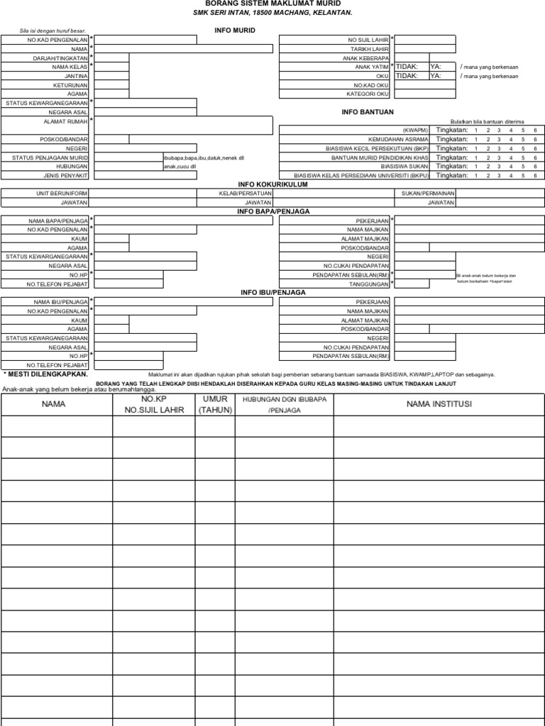 Borang SMM Kosong | PDF