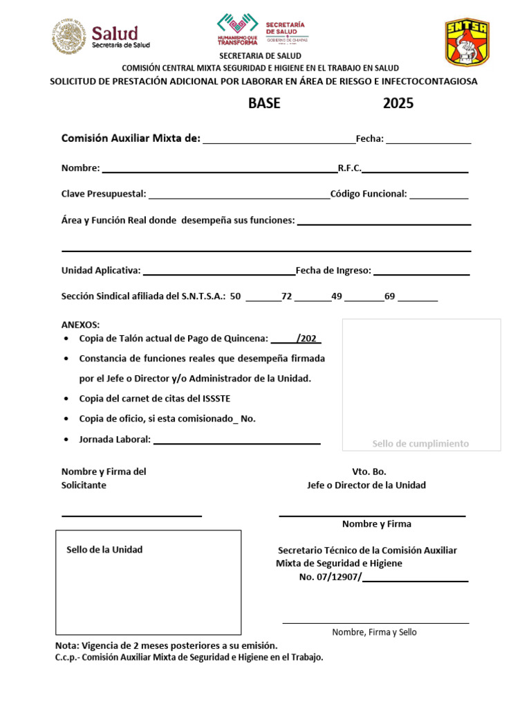 Formato de Prestacion Adicional Concepto 30 2025 | PDF | Programas sociales