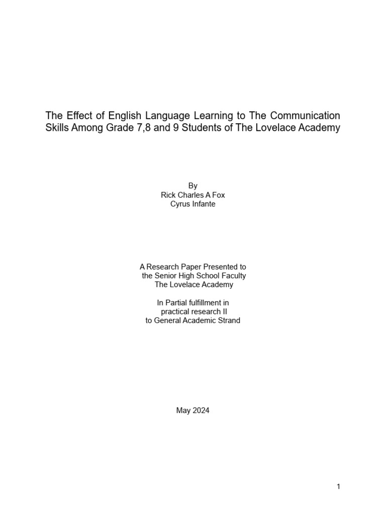 Grade 12 Practical Research (Final) 2 | PDF | Second Language ...