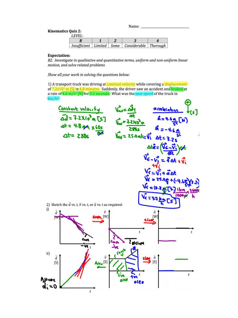 Kinematics Quiz 2 SoLn | PDF