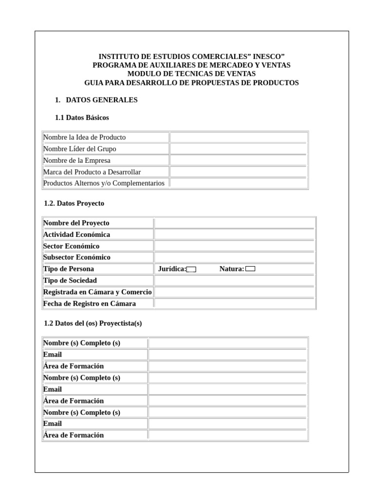 Guía para Propuestas de Ventas INESCO | PDF | Mercado (economía ...