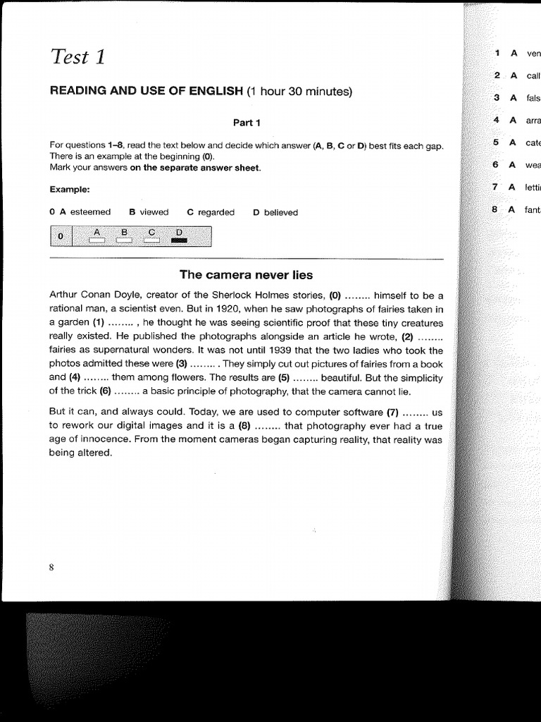 Reading C1 Test 1 Advanced 1 | PDF