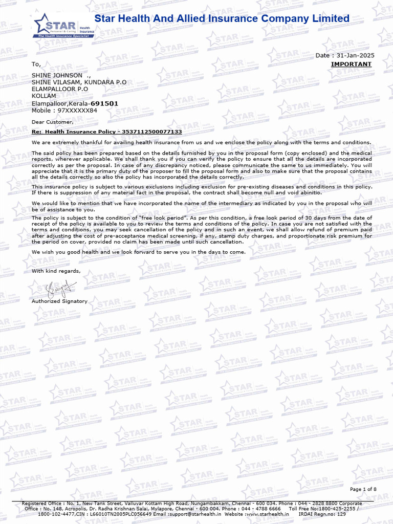 Star Health and Allied Insurance Company Limited | PDF | Surgery ...