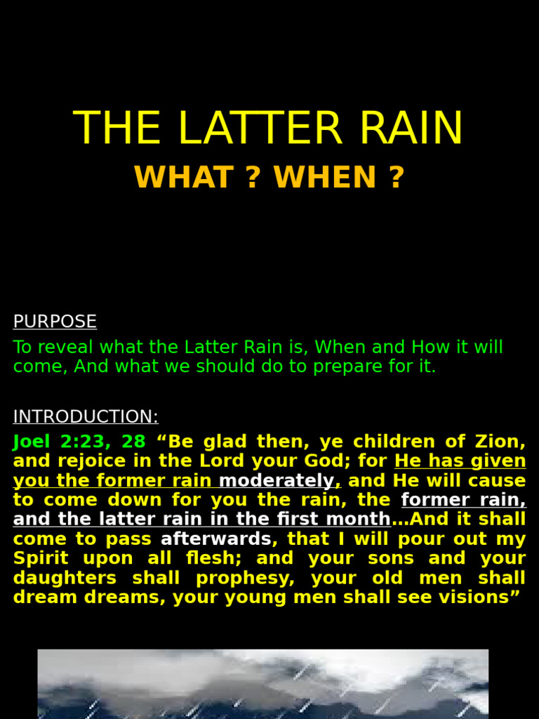 Lesson 1b - The Latter Rain | PDF | Angel | Glory (Religion)
