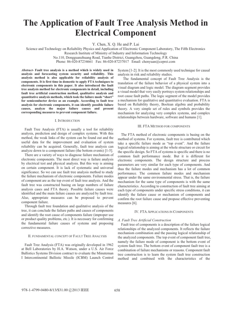 Fault Tree Analysis Method for Electronics | PDF