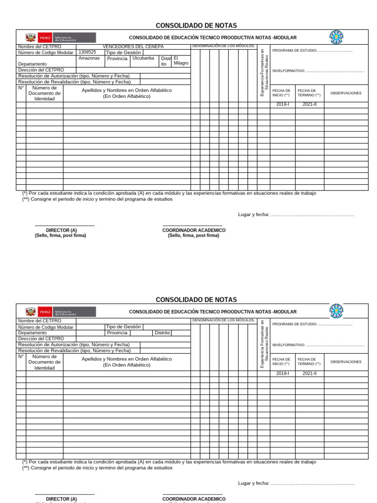 At1-2022-Modelo Consolidado de Notas | PDF
