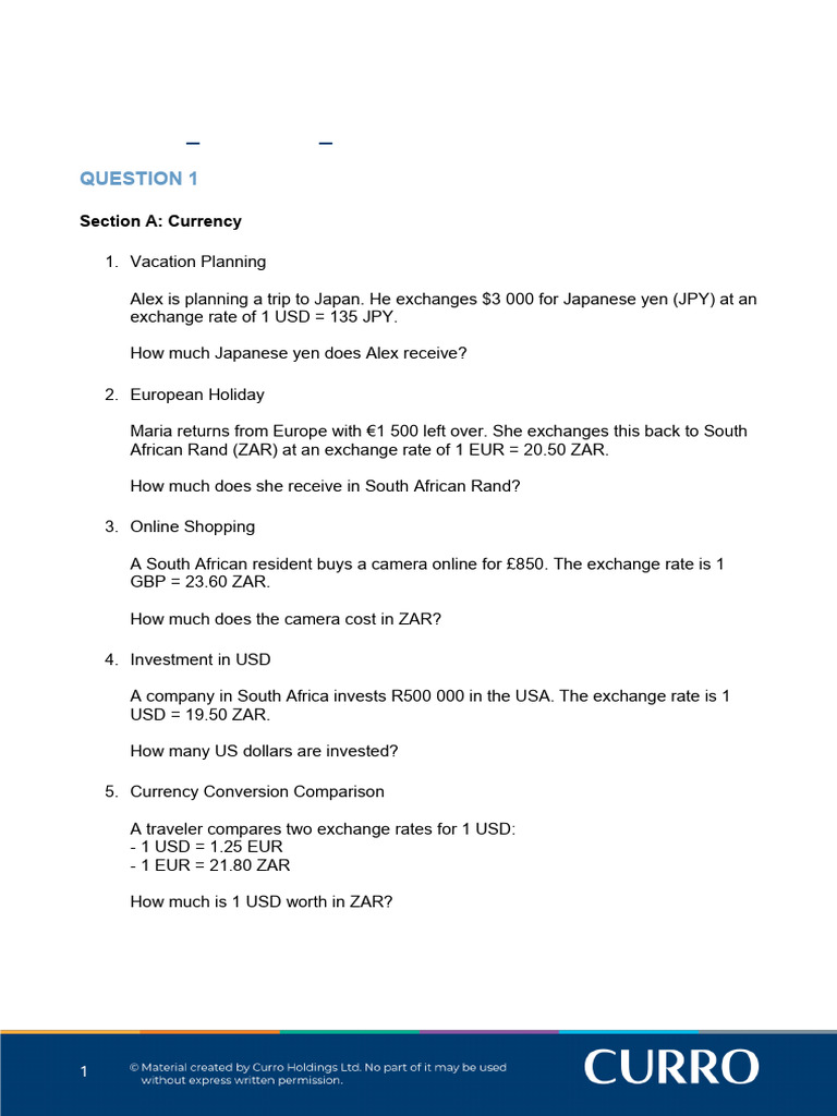 GR 12 - Currency - Moodle 2 | PDF | Exchange Rate | United States Dollar